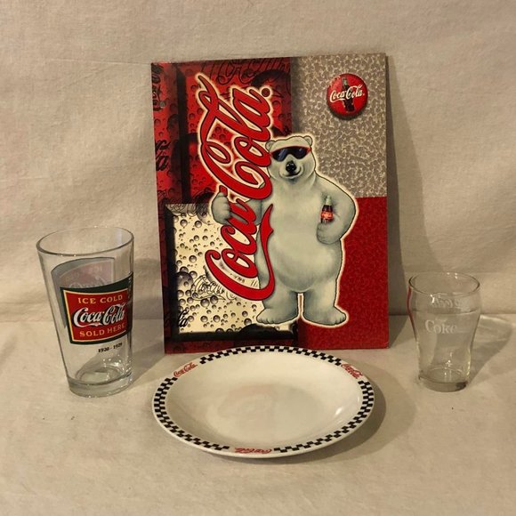 Coca Cola | Accents | Coca Cola Drinking Glass Plate Coca Cola 2pocket ...